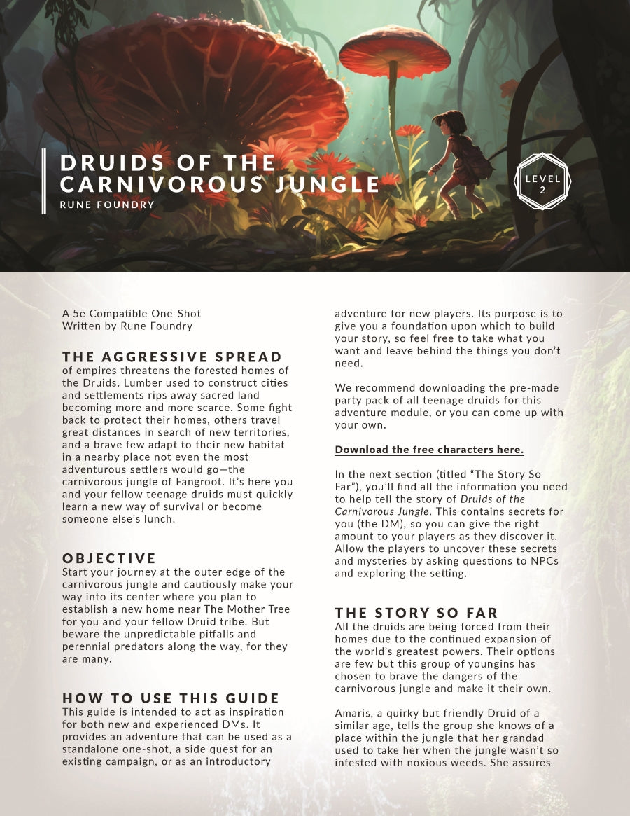 Druids of the Carnivorous Jungle - DnD One Shot Adventure – Rune Foundry