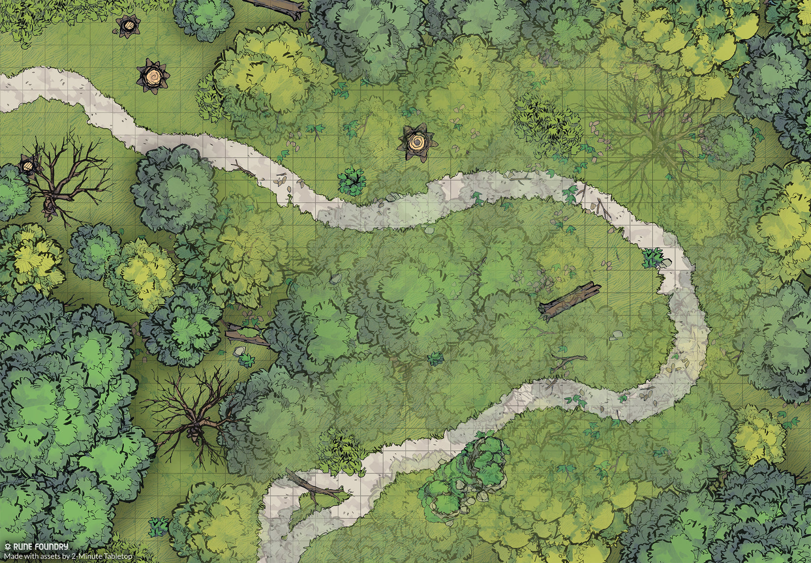 Free DnD Forest Battle Map Pack (5 Settings, 40 Variations – Rune Foundry