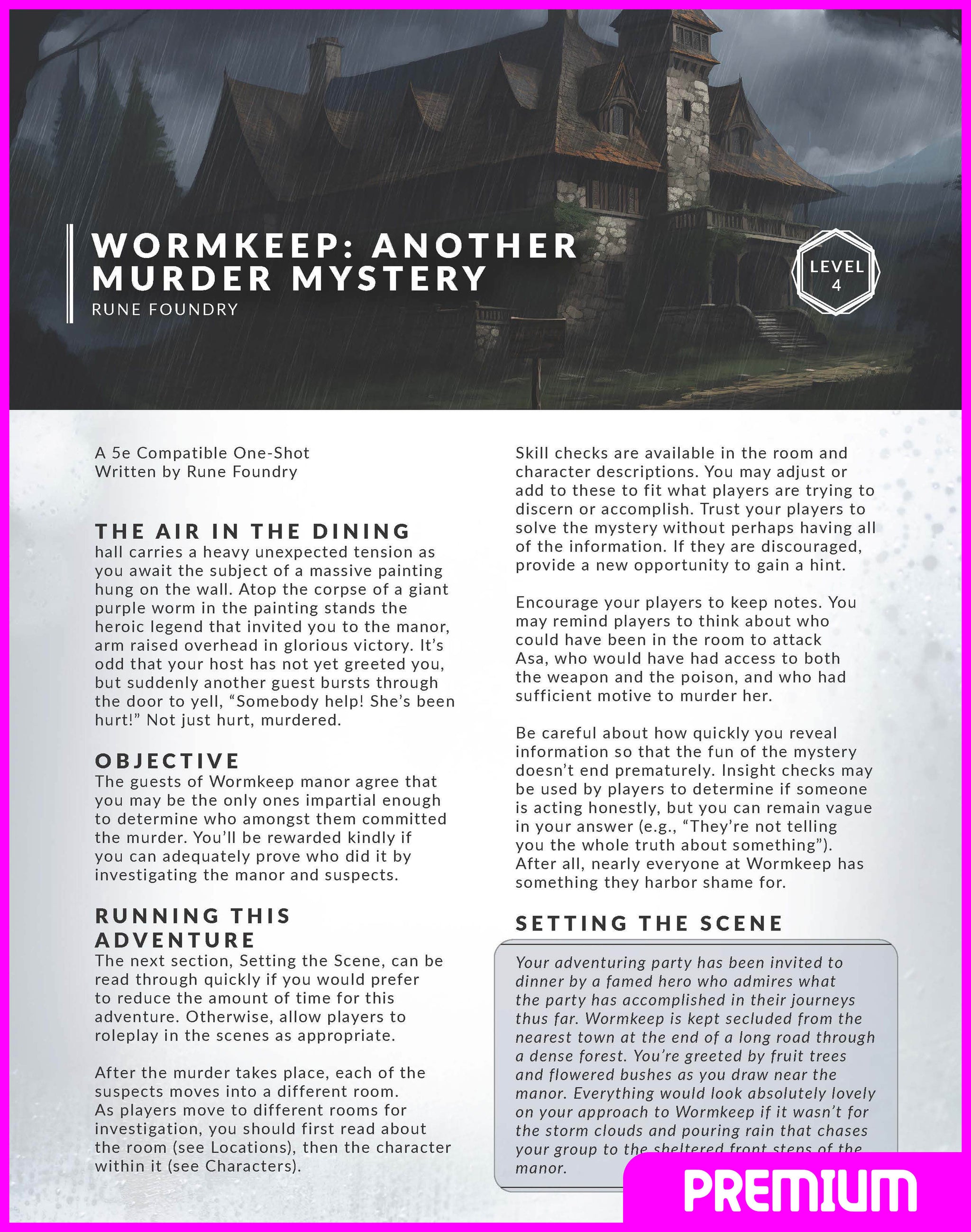 Wormkeep DnD Murder Mystery - One Shot 5e Adventure – Rune Foundry