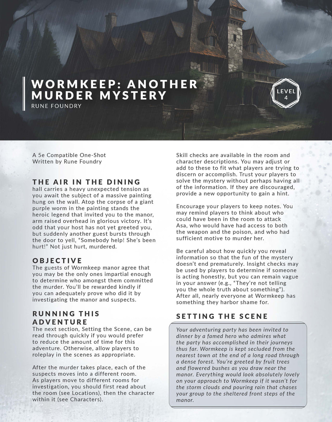 Wormkeep DnD Murder Mystery - One Shot 5e Adventure – Rune Foundry